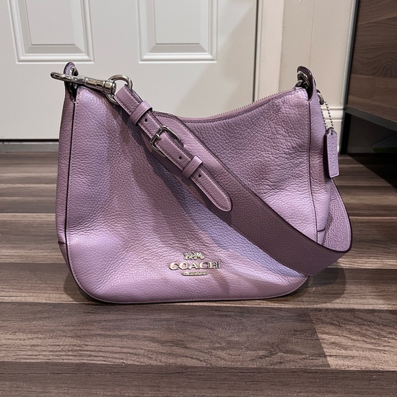 Coach | Bags | Coach Lilac Lavender Leather Shoulder Bag With Silver ...